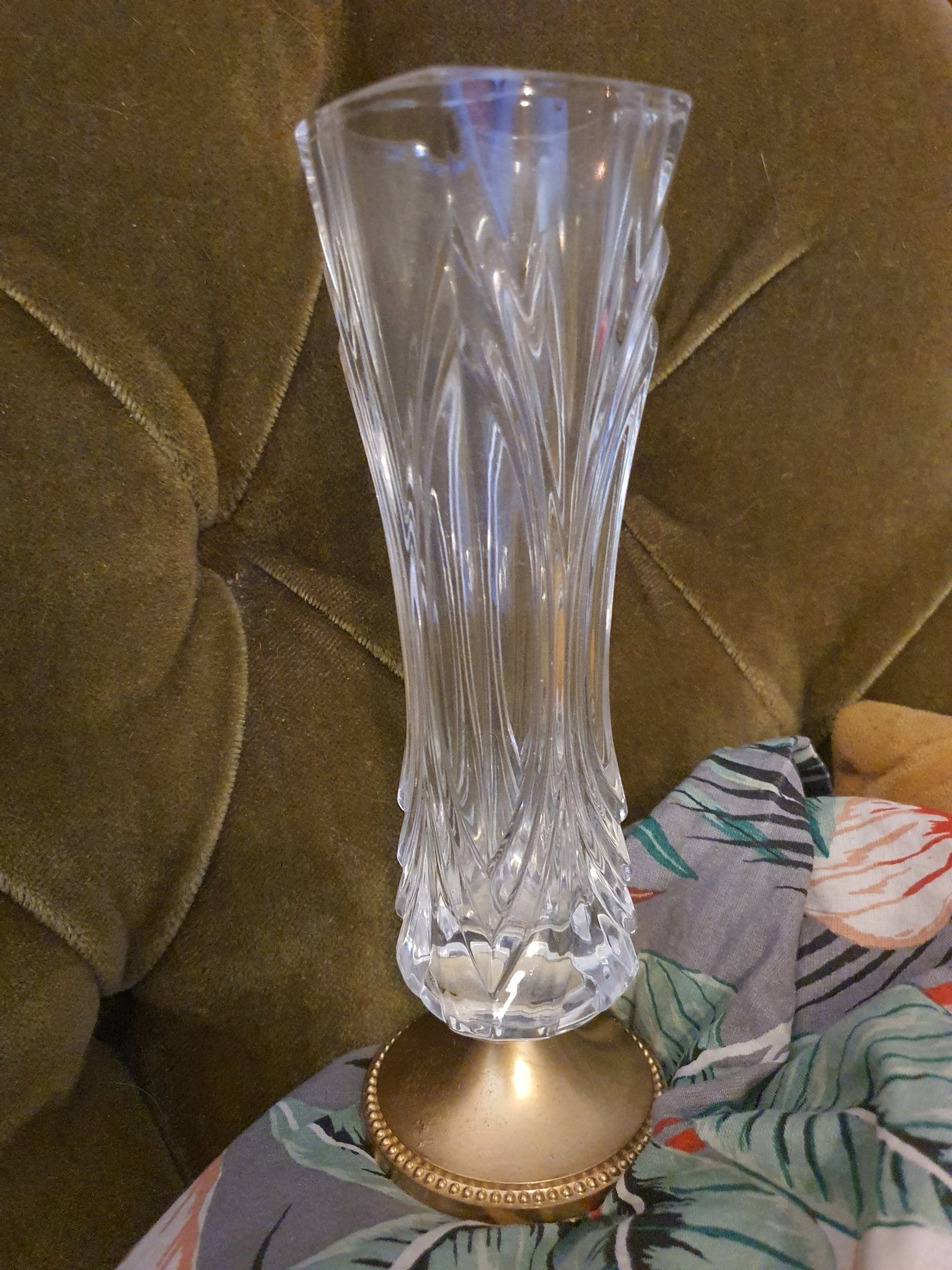 Kristall Vas med fot - "Mayell bp on zinc" | Köp på Tradera (676055223)