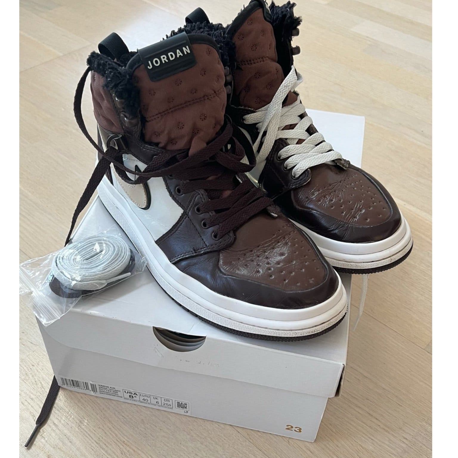 Air Jordan 1 High Fur Acclimate Brown | Köp på Tradera (660631437)