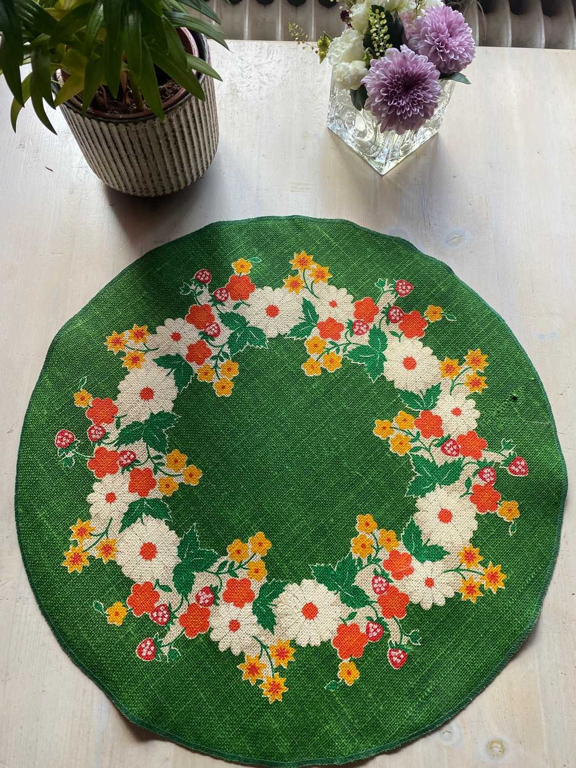 Retro grön duk bordsduk jute | Köp på Tradera (648300451)