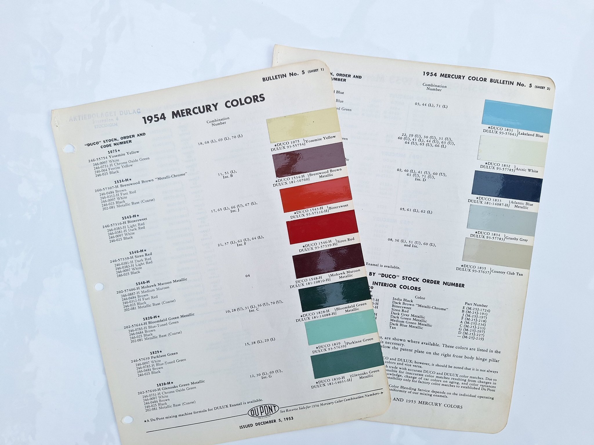 Dupont Färgkarta 1954 Mercury Custom Monterey S.. | Köp på Tradera ...