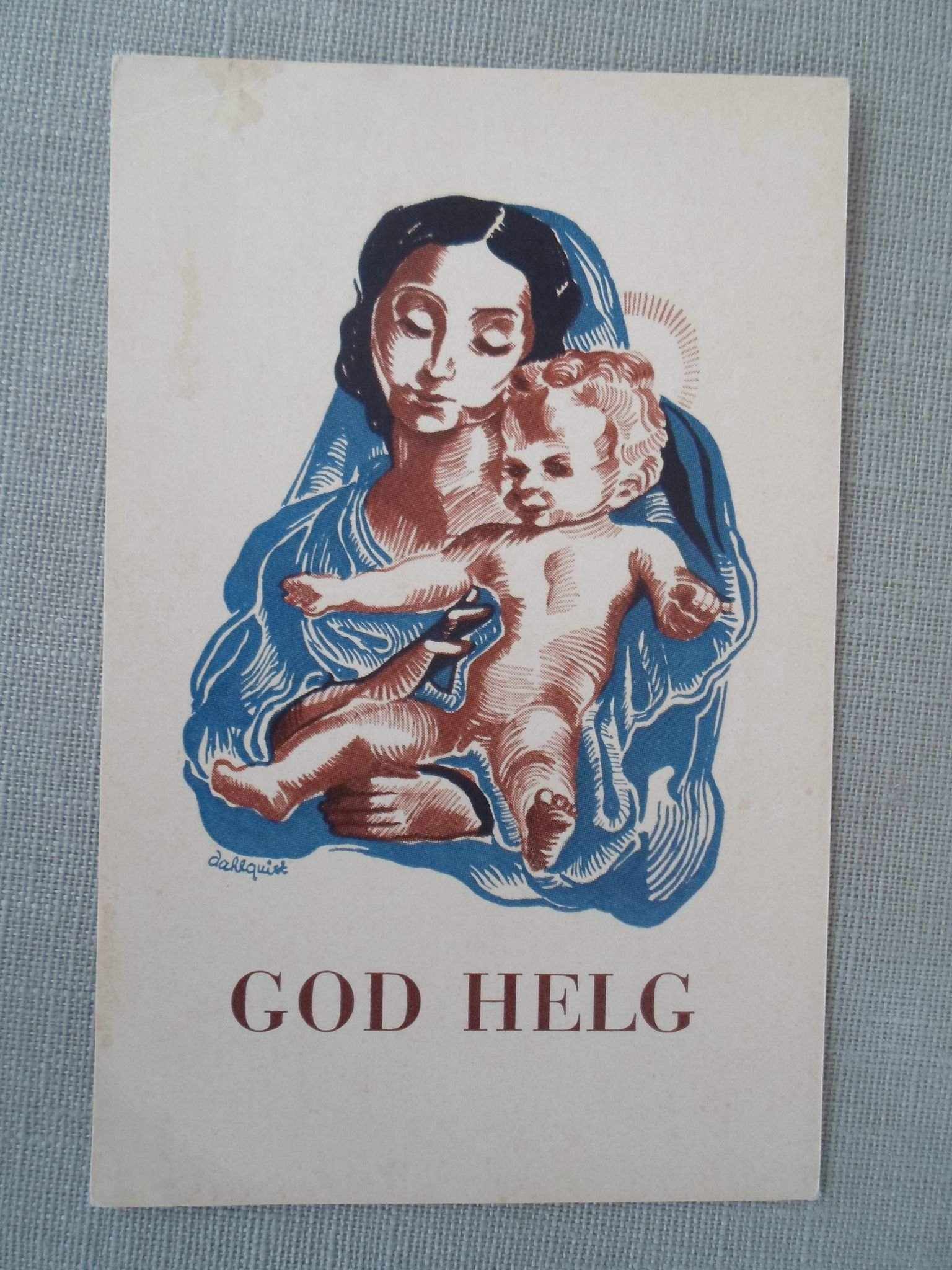 God Helg Kvinna med barn sign Dahlqvist Vikt hörn | Köp på Tradera ...