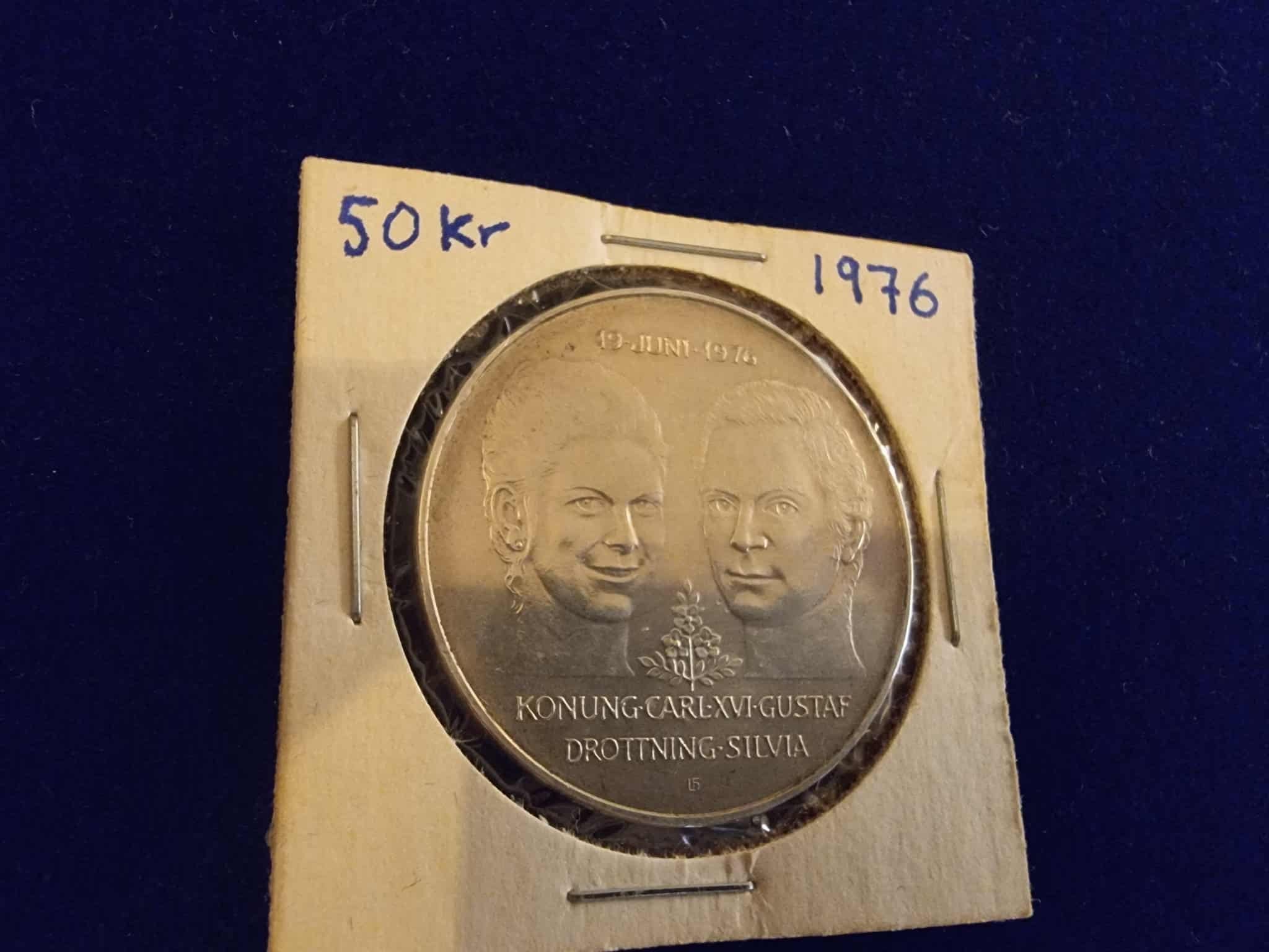 50 kr minnesmynt 1976 Carl XVI Gustaf och Drott.. | Köp på Tradera ...