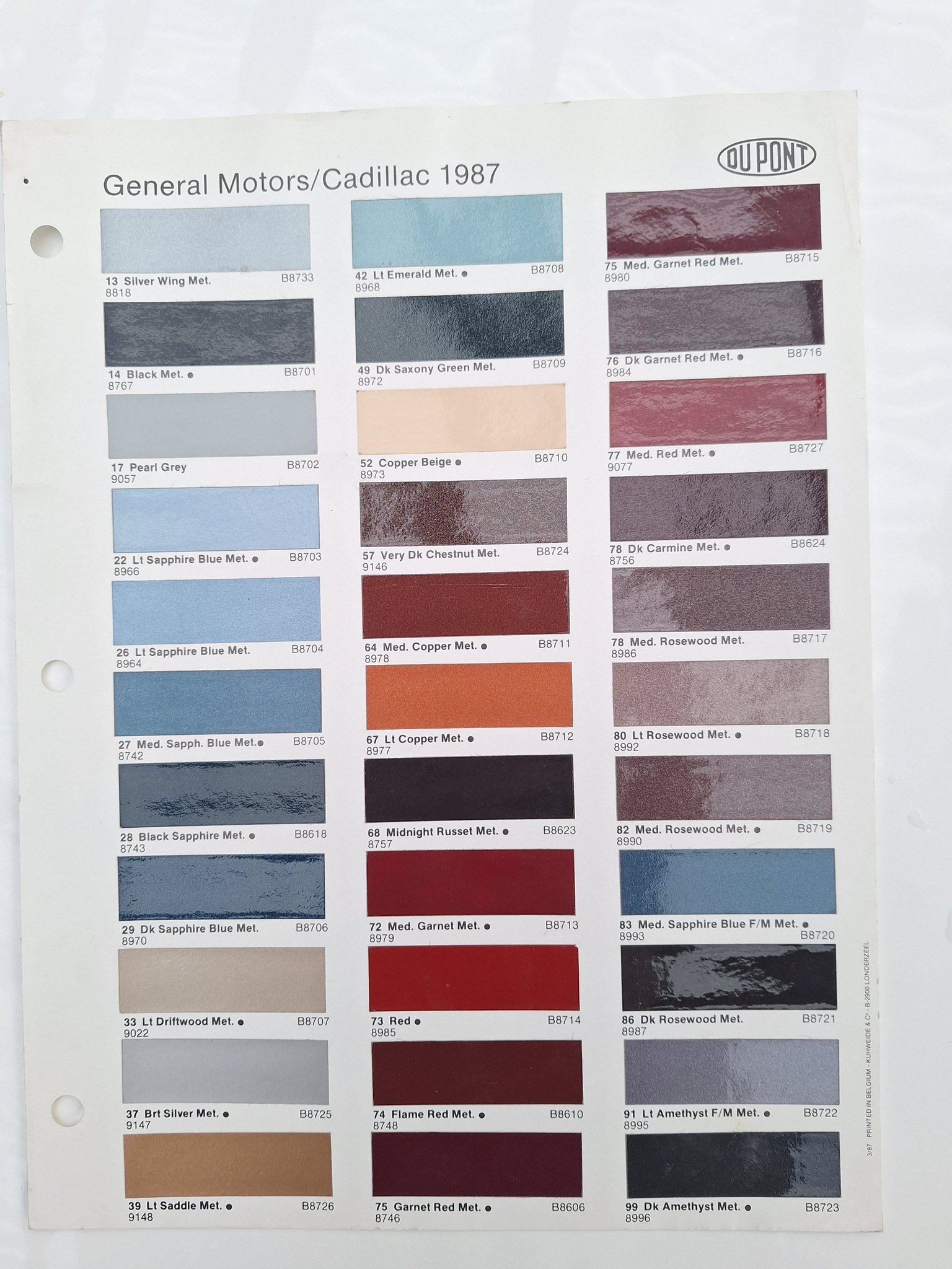 Dupont Färgkarta 1987 GM Camaro Iroc-z Corvette.. | Köp på Tradera ...