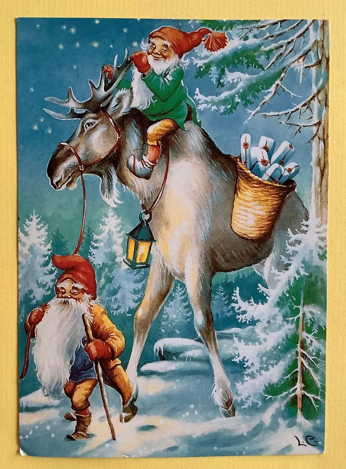 Julkort Tomtar Älg LC Lars Carlsson | Köp på Tradera (651453620)