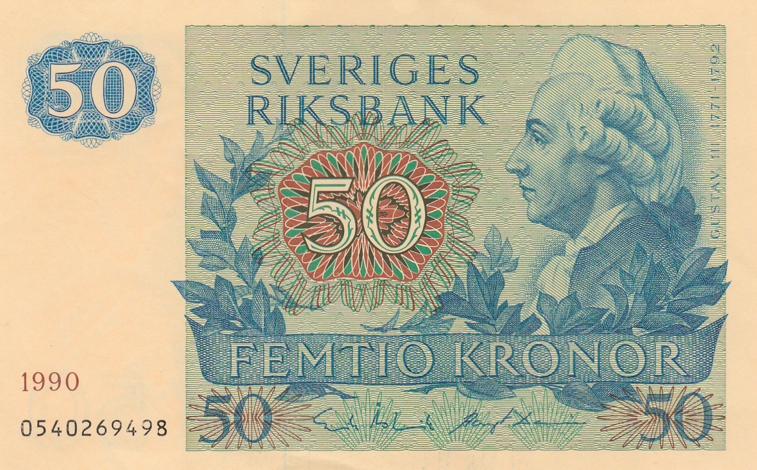 SEDEL - 50 KRONOR FRÅN 1990 - OVIKT - KVALITET 10