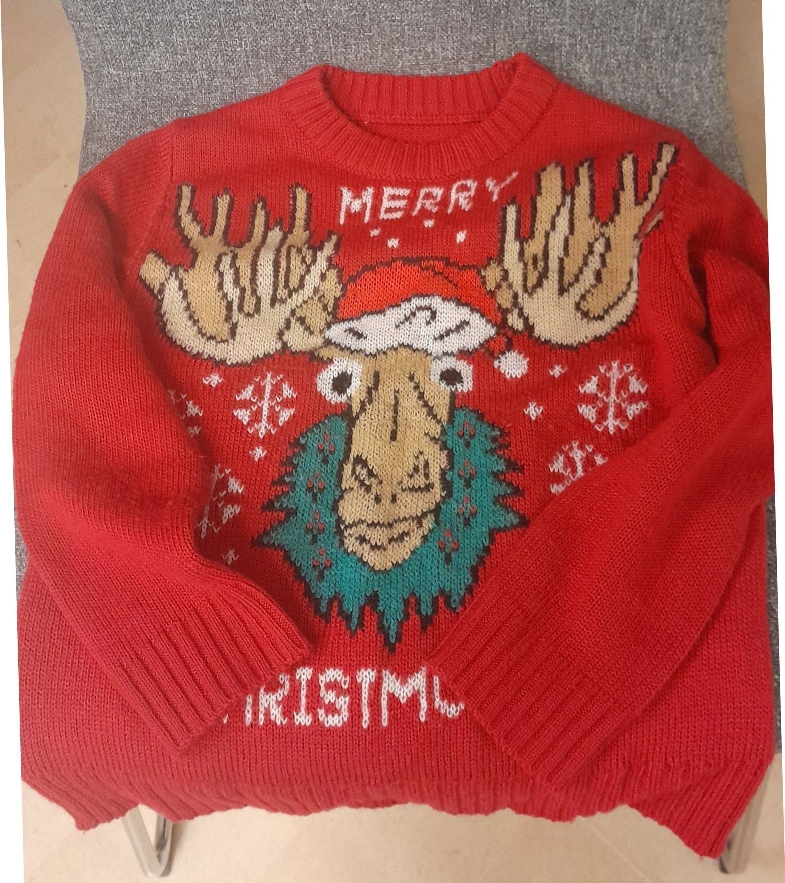 MY WEAR-Röd stickad tröja med julmotiv -älg. Ba.. | Köp på Tradera ...