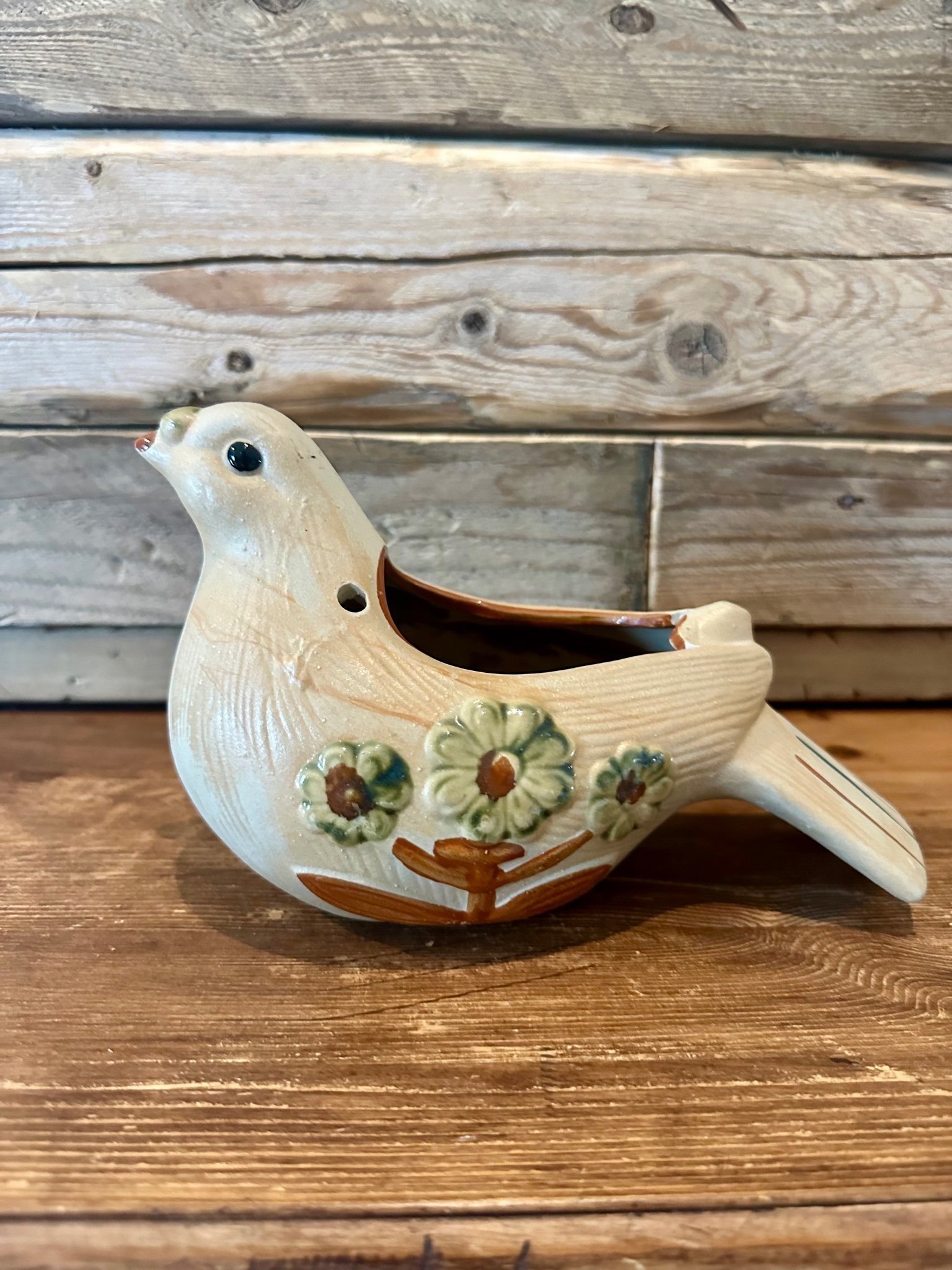 Blomfågel Keramik handgemalt retro vintage | Köp på Tradera (721086617)