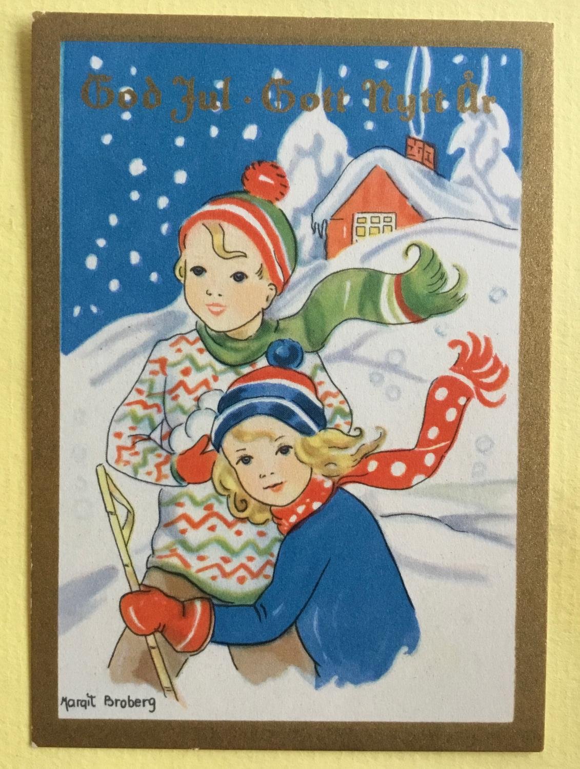 Gammalt Julkort Barn guldram Margit Broberg små.. | Köp på Tradera ...