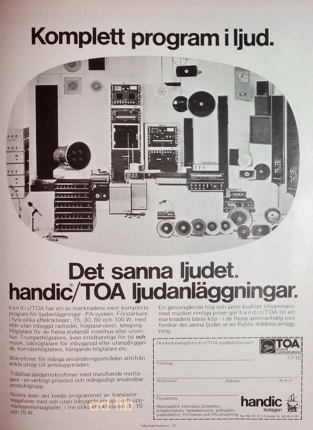 HANDIC - HANDIC/TOA LJUDANLÄGGNINGAR HI-FI, REK.. | Köp på Tradera ...