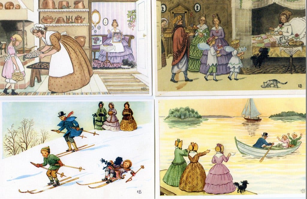 Elsa Beskow 4 kort från Tant Brun Tant Grön Tan.. | Köp på Tradera ...