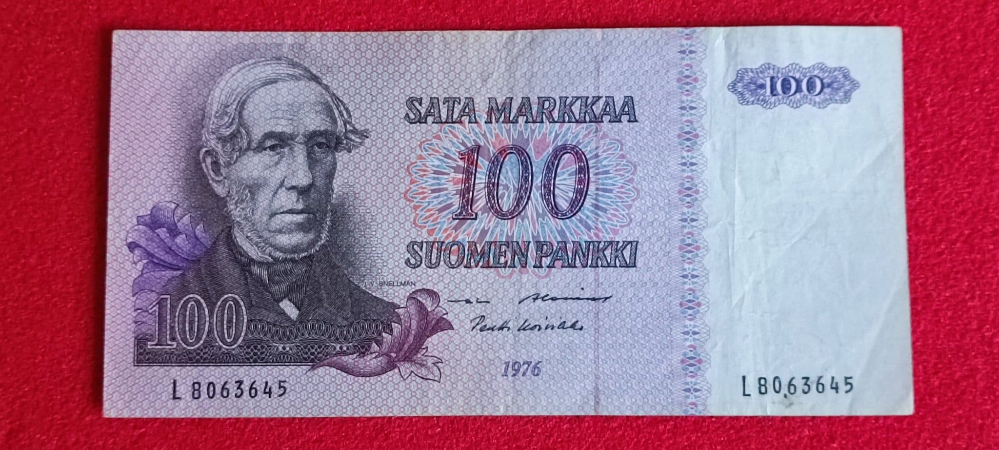 Banknote 100 markkaa Finland 1976 L 8063645. P1.. | Köp på Tradera ...