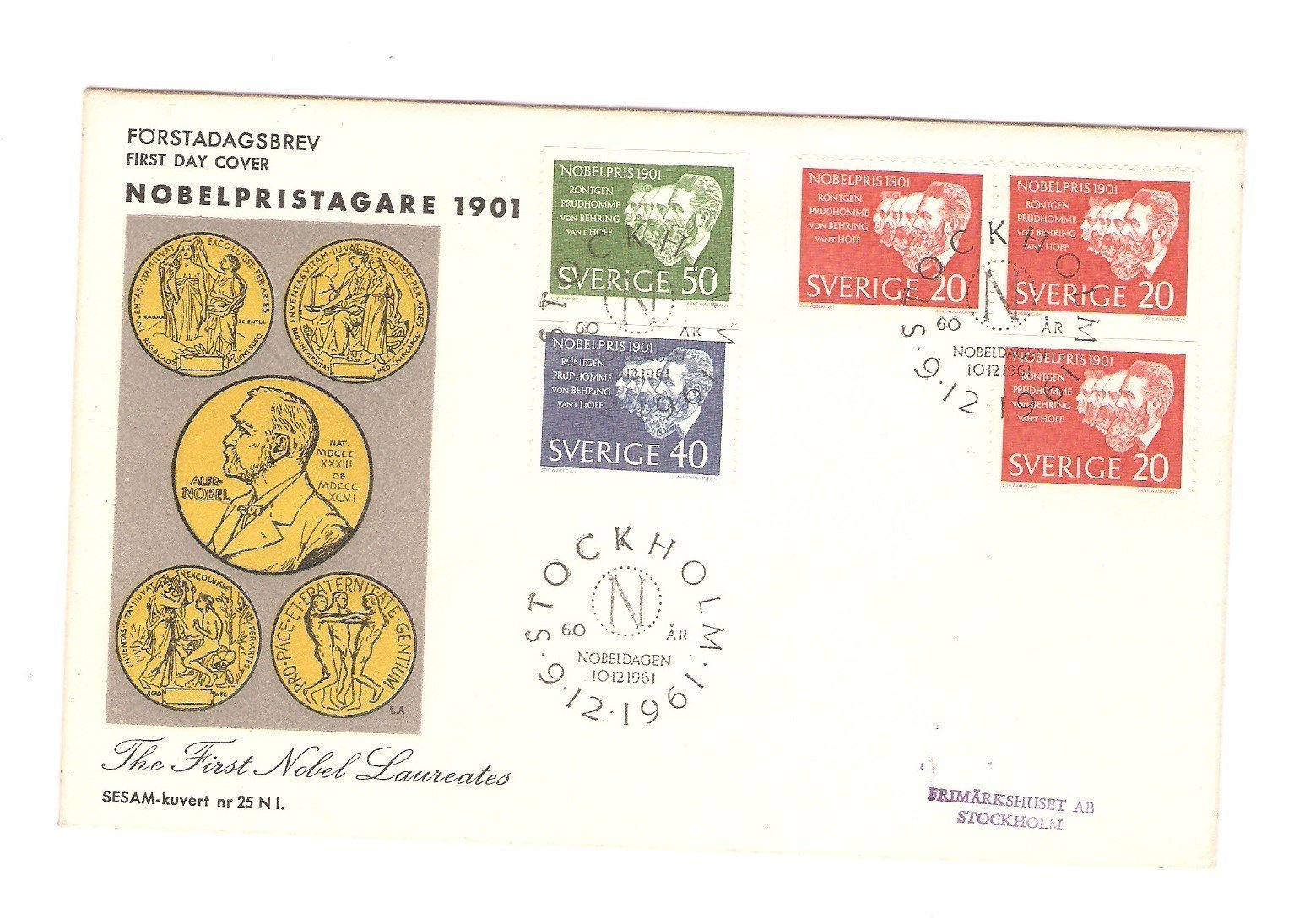 Se produkter som liknar FDC MED VINJETT, NOBELPRIS 1901 på Tradera ...