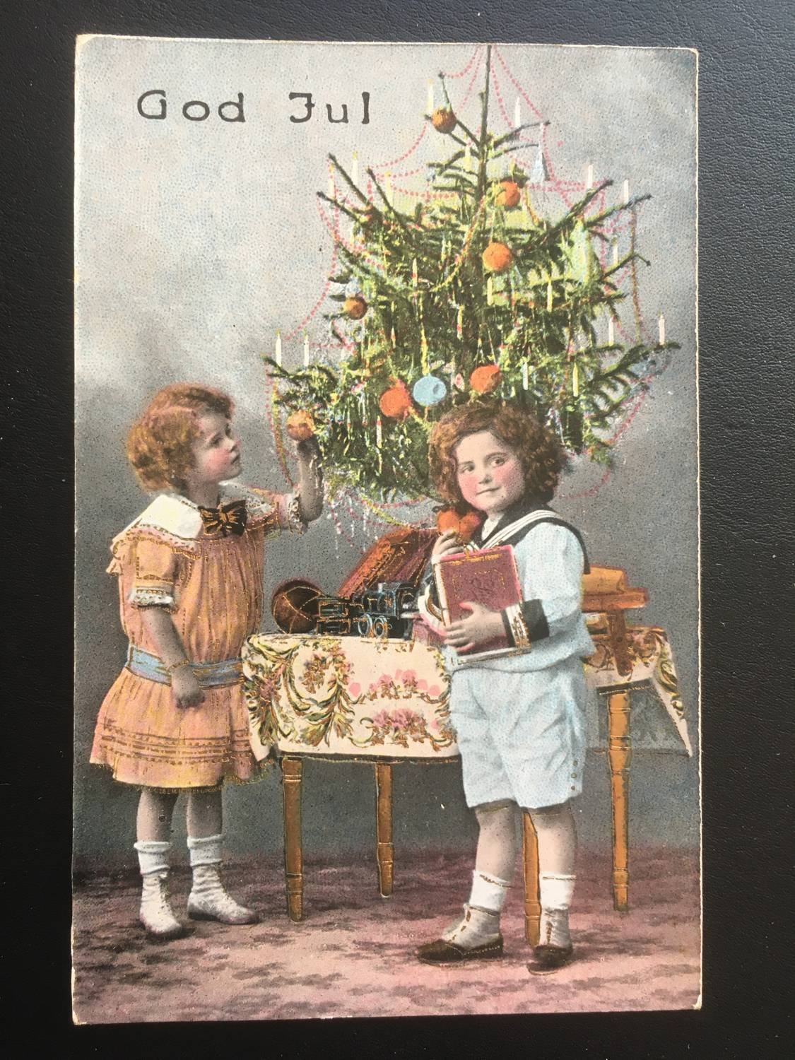 Julkort - Två barn vid fin bordsjulgran - GOD JUL | Köp på Tradera ...