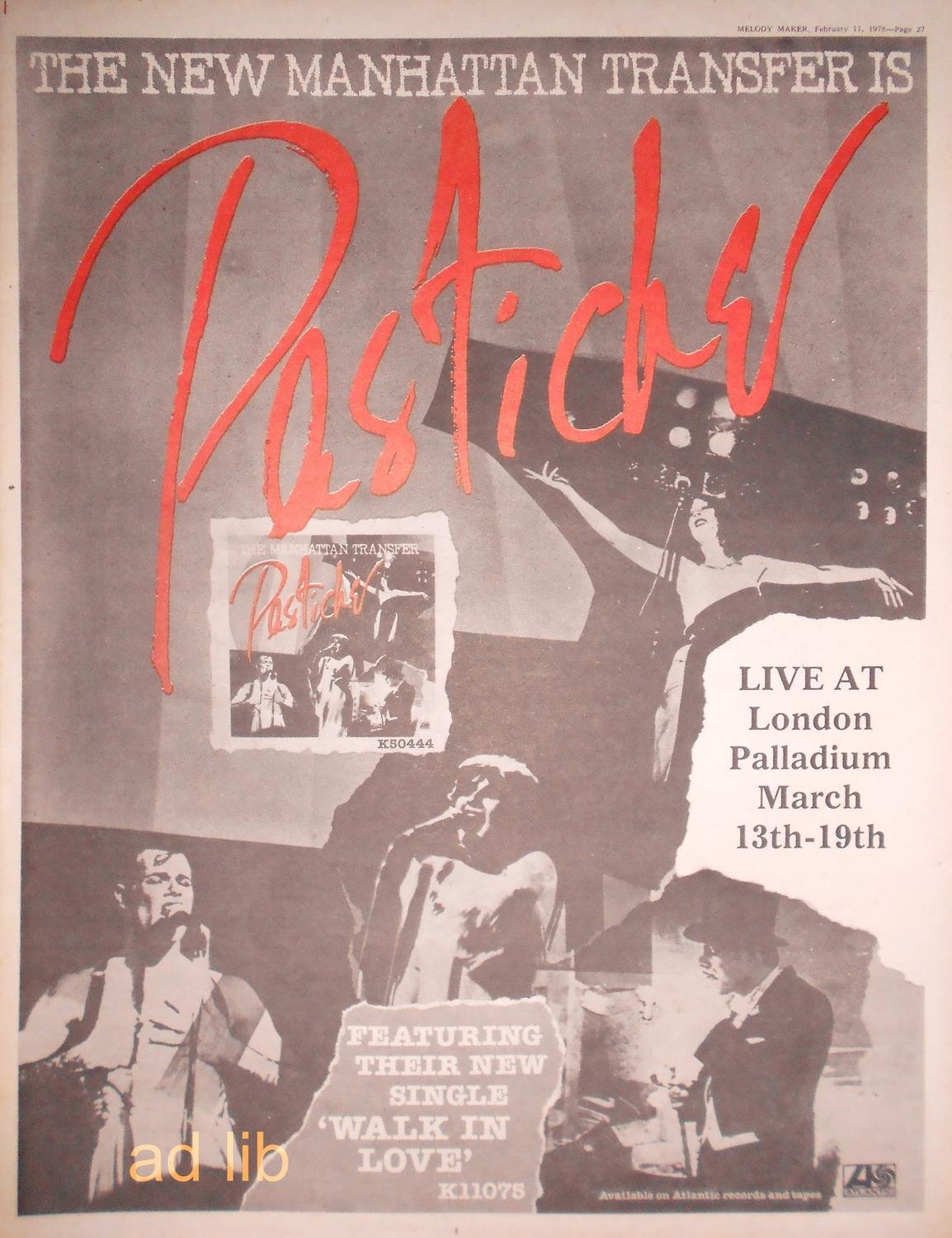 MANHATTAN TRANSFER - PASTICH, LONDON PALLADIUM .. | Köp på Tradera ...