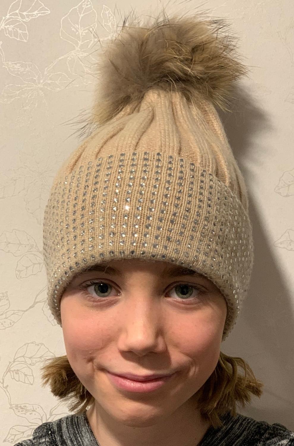 Rosa virkad toppluva mössa med brun tofs och ut.. | Köp på Tradera ...