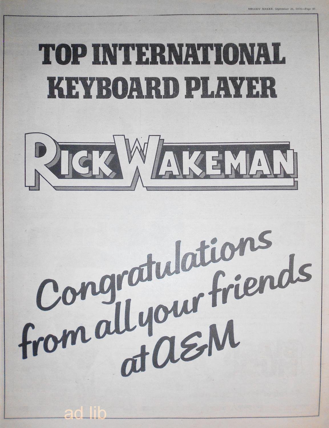 RICK WAKEMAN - TOP INTERNATIONAL KEYBOARD PLAYE.. | Köp på Tradera ...