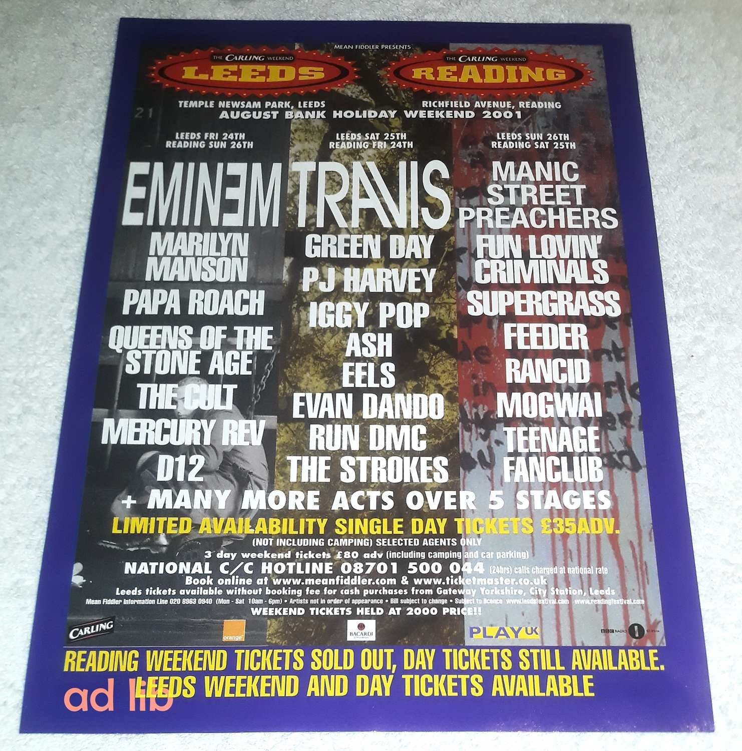 READING, LEEDS 2001 - MANICS, EMINEM, IGGY, MAN.. | Köp på Tradera ...