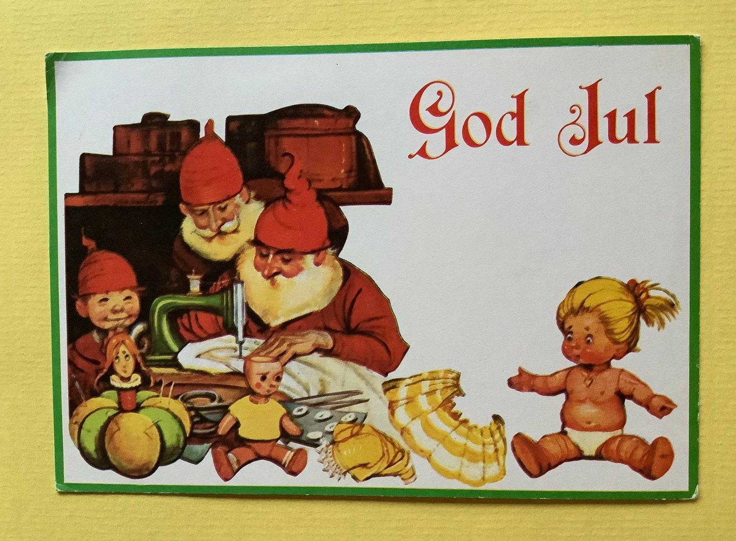 Julkort Tomtar Barn symaskin docka ser ut som A.. | Köp på Tradera ...