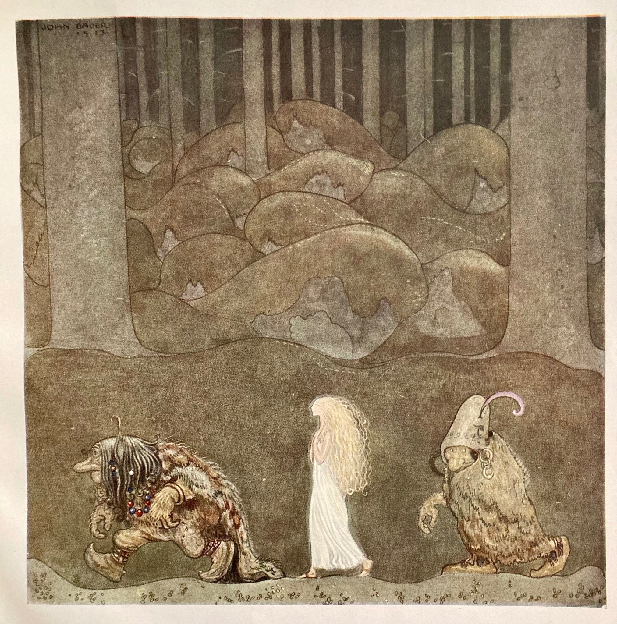 JOHN BAUER - BLAND TOMTAR OCH TROLL. Antik bild.. | Köp på Tradera ...
