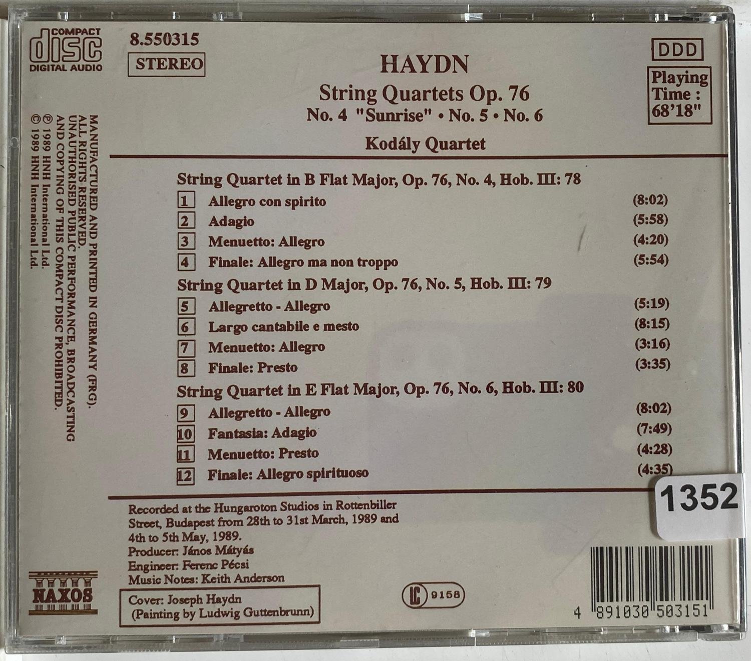 KODÁLY QUARTET - HAYDN • THE COMP.. | Köp från backbeat på Tradera (591283976)