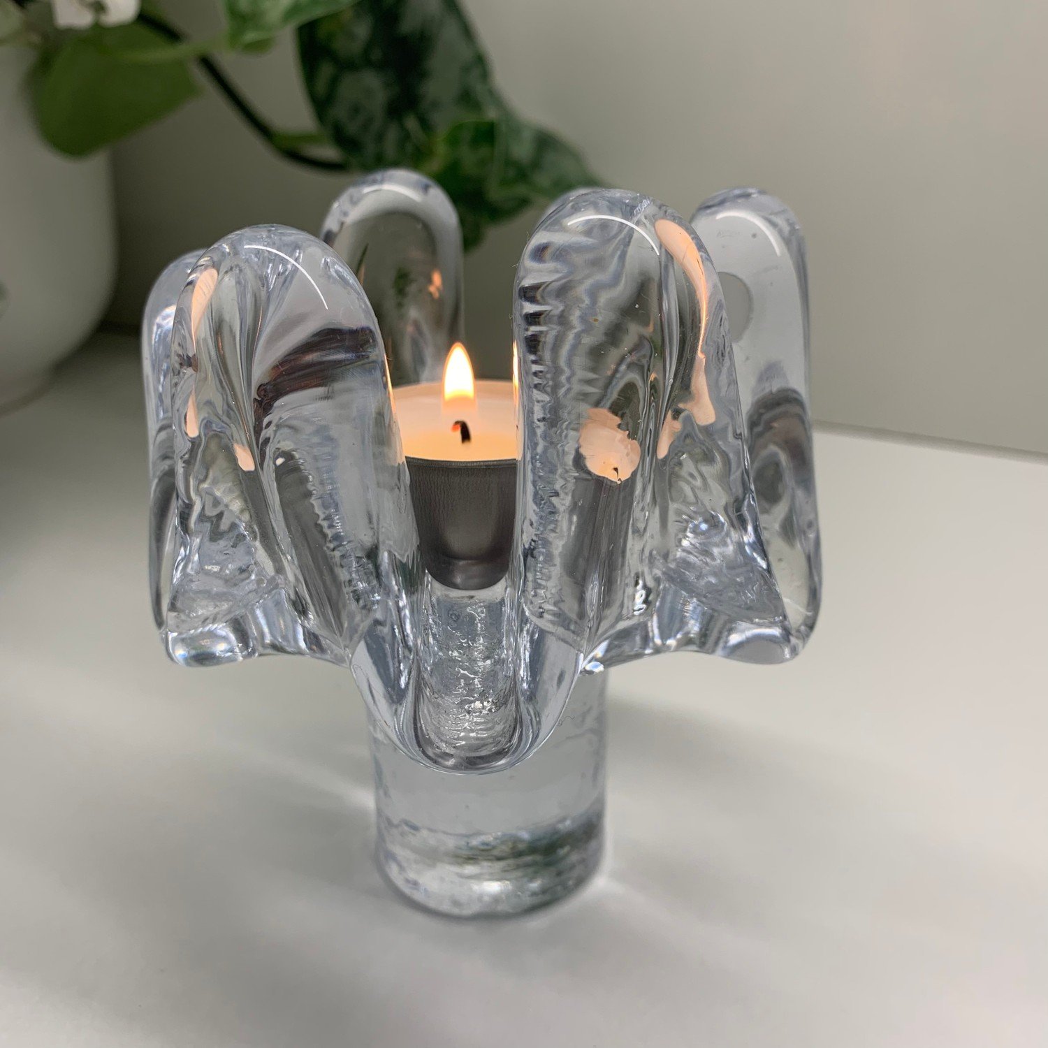 RETRO/ En ljusstake i glas | Köp på Tradera (619499488)