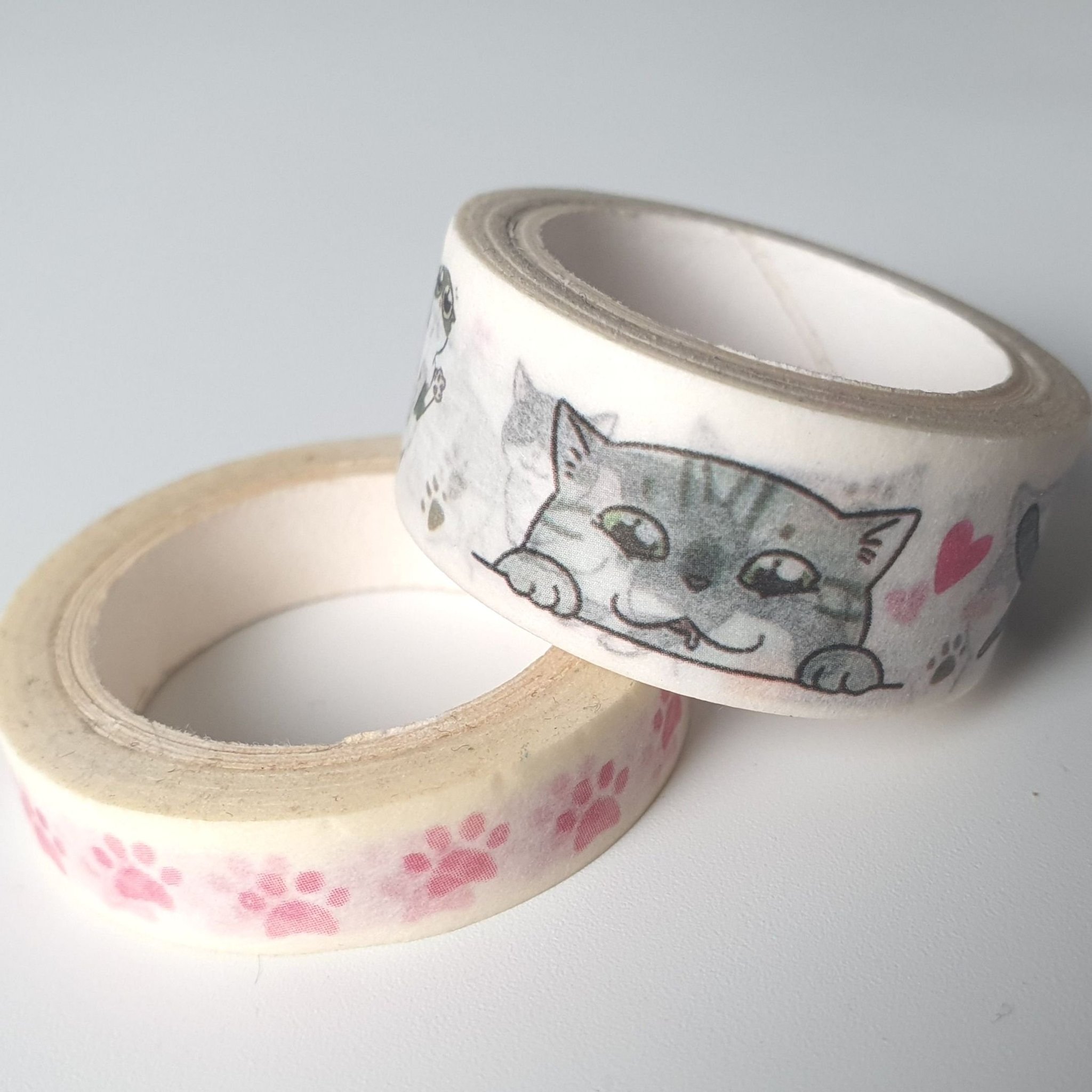 Washi, vit tejp med grå katter & rosa tassar | Köp på Tradera (694844457)