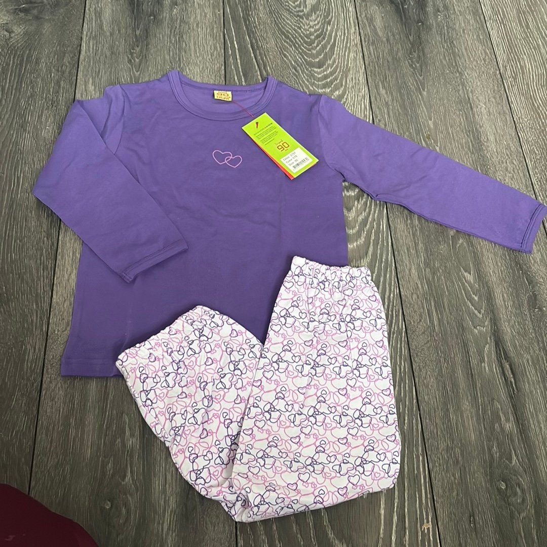 Lila Pyjamasset med Hjärtan Storlek 90 | Köp på Tradera (709906042)