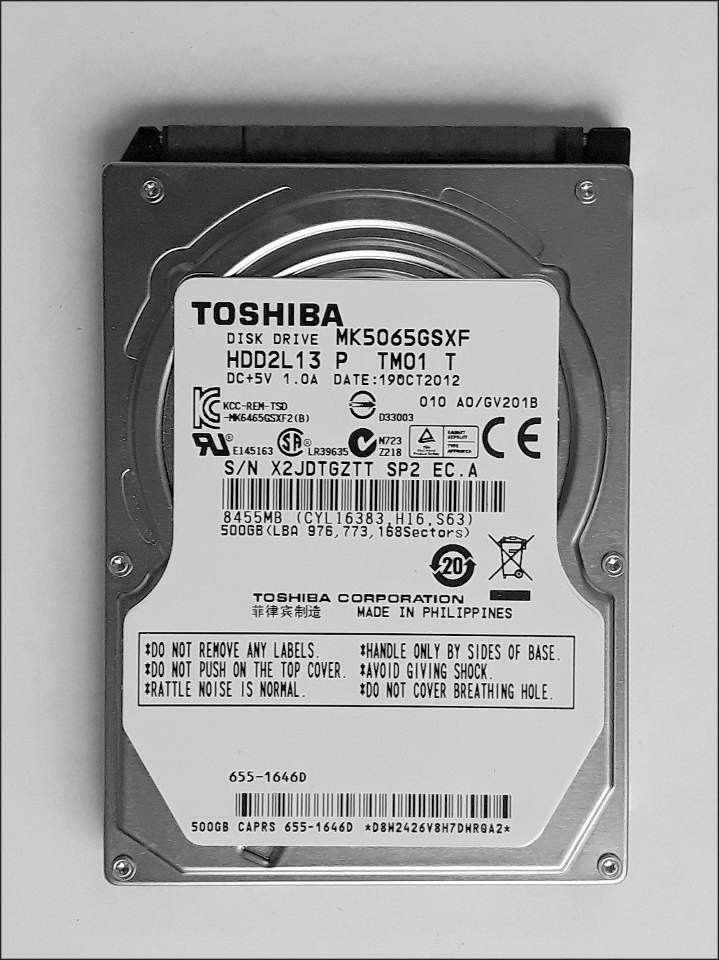 Toshiba hårddisk 500GB 2,5 Toshiba hårddisk 500GB 2,5