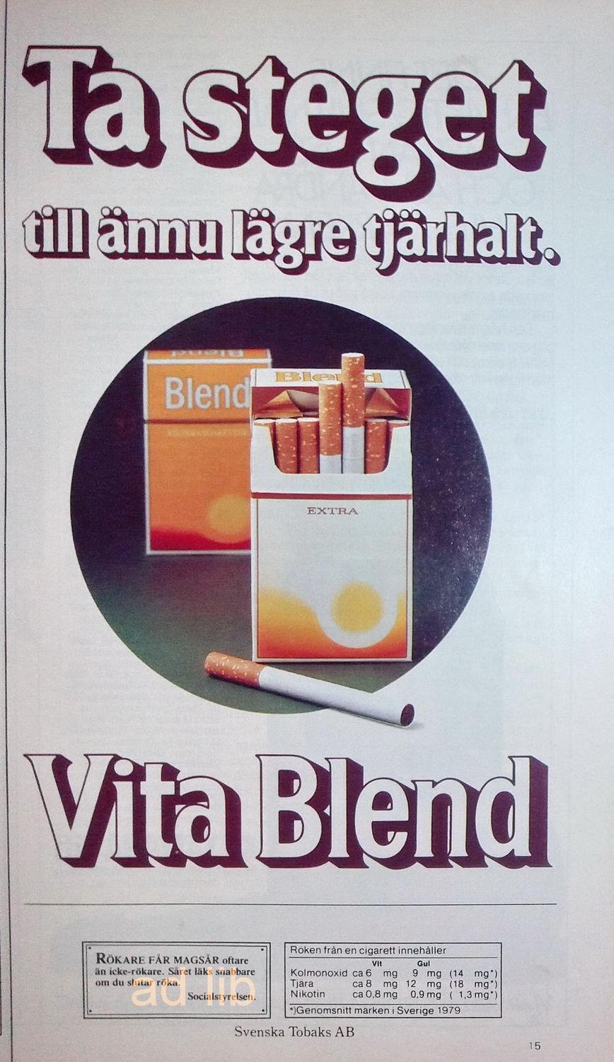 VITA BLEND, SVENSKA TOBAKS AB, REKLAM TIDNINGSA.. | Köp på Tradera ...