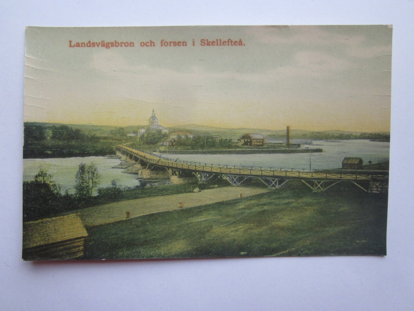 Skellefteå - Landsvägsbron och forsen ~1910 | Köp på Tradera (711307411)