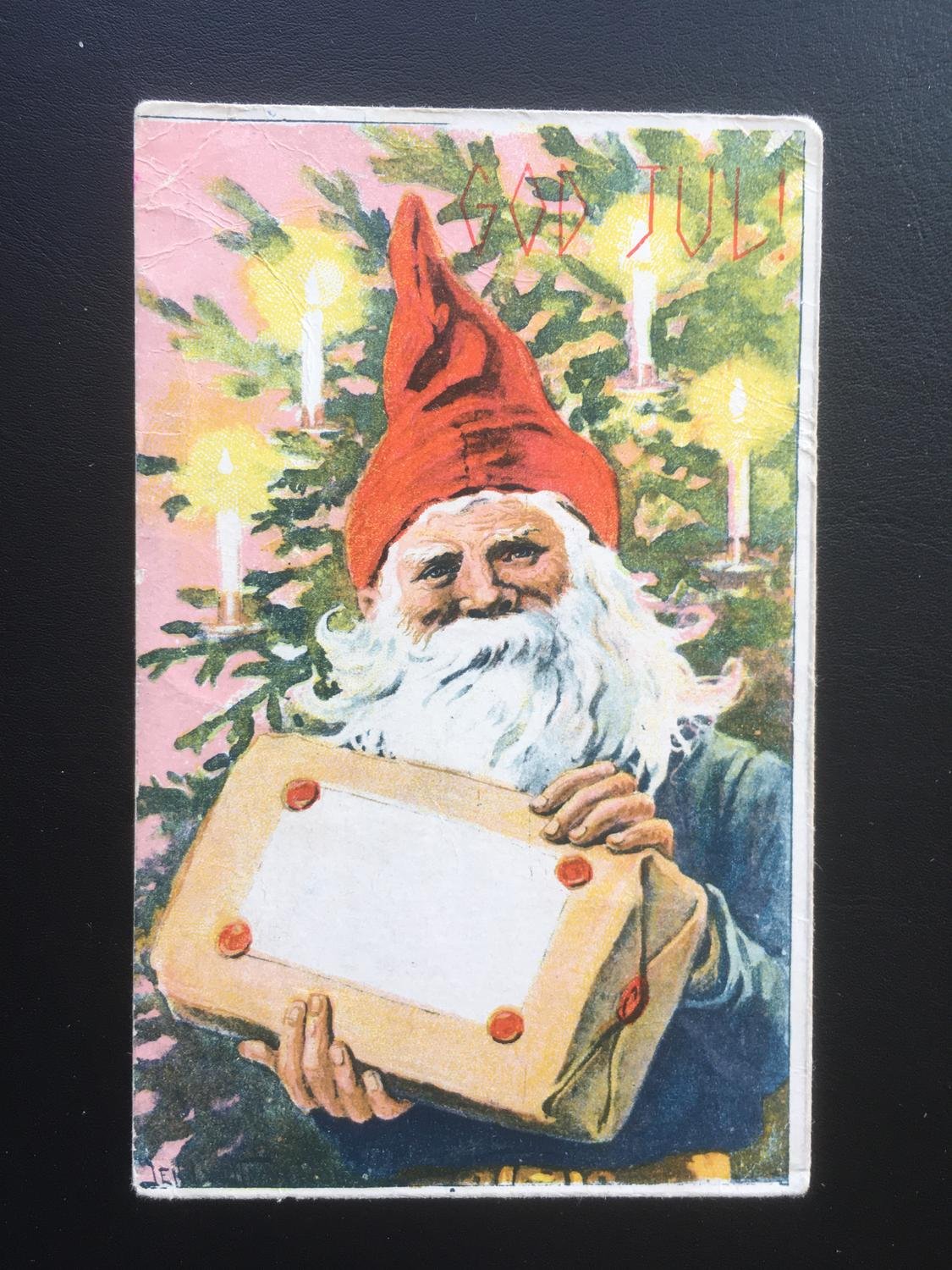 Julkort sign. JENNY NYSTRÖM - Tomte med paket -.. | Köp på Tradera ...