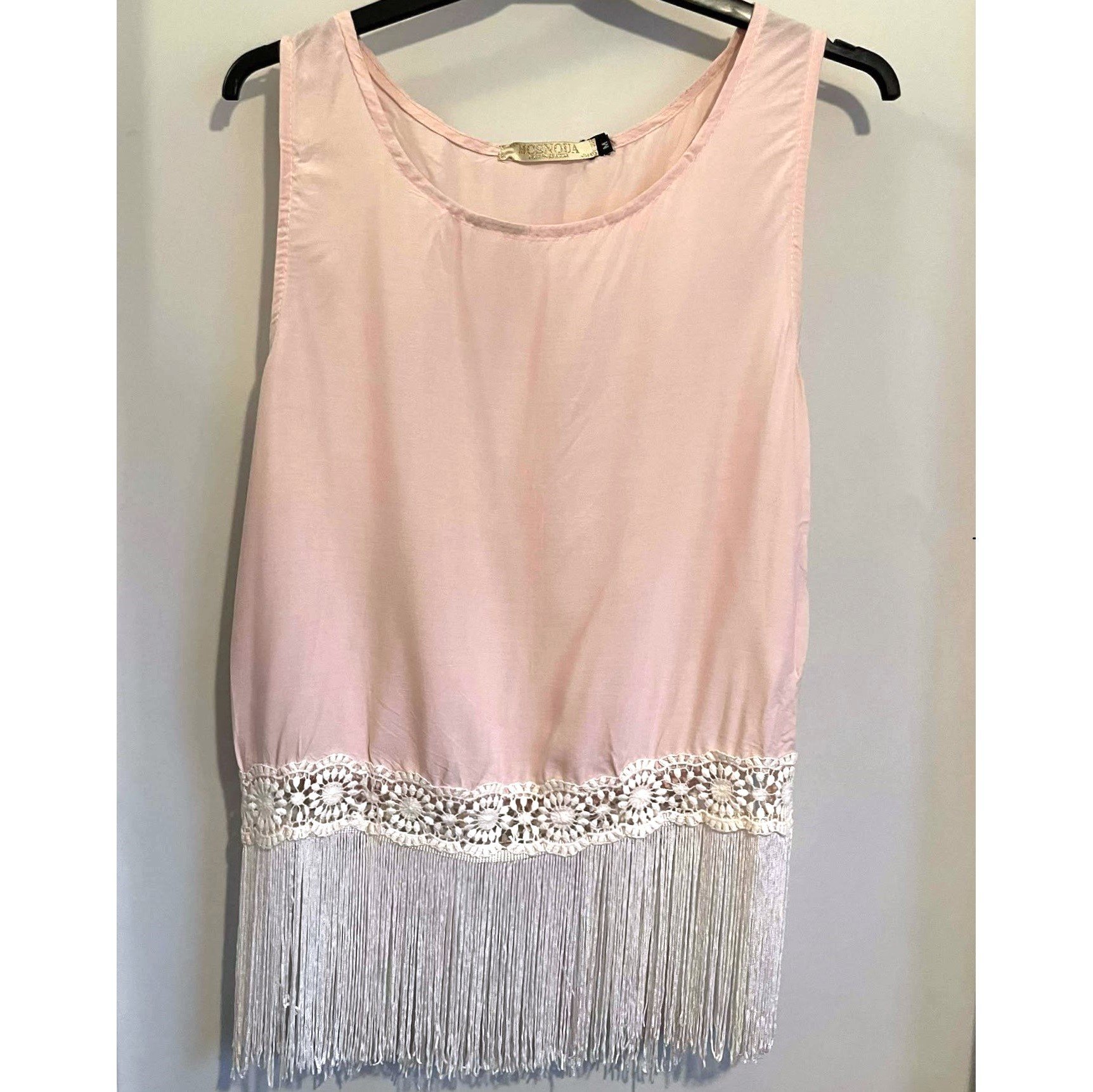 Rosa crop top / linne med spets och fransar. St.. | Köp på Tradera ...