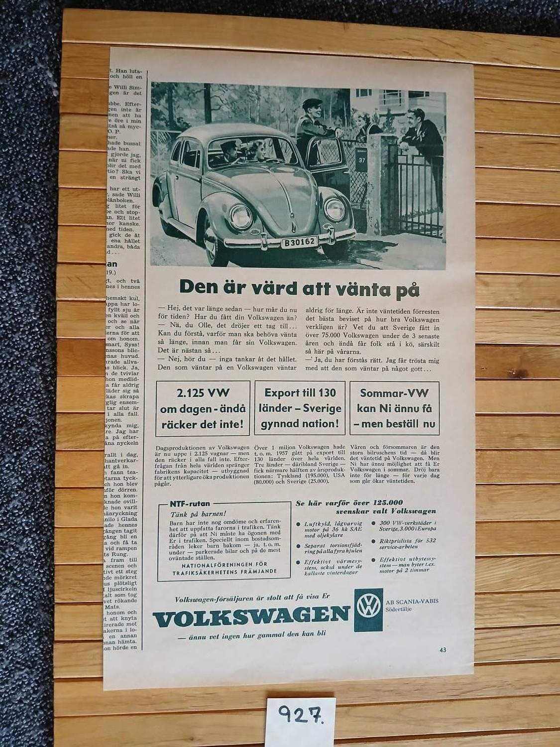 Se produkter som liknar Vintage Bil Reklam Volkswagen.. på Tradera ...
