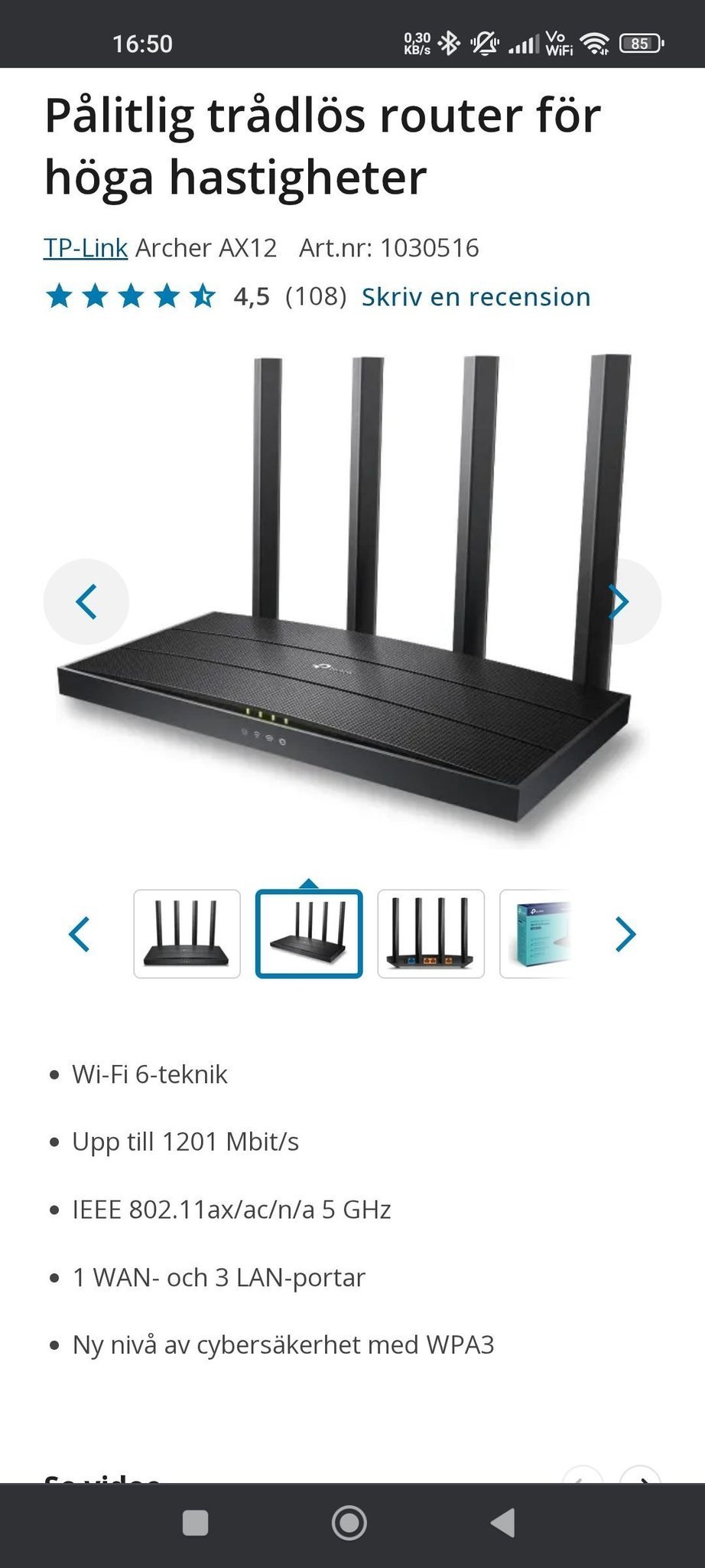 Se produkter som liknar TP-Link Archer AX12 Router på Tradera (698135314)