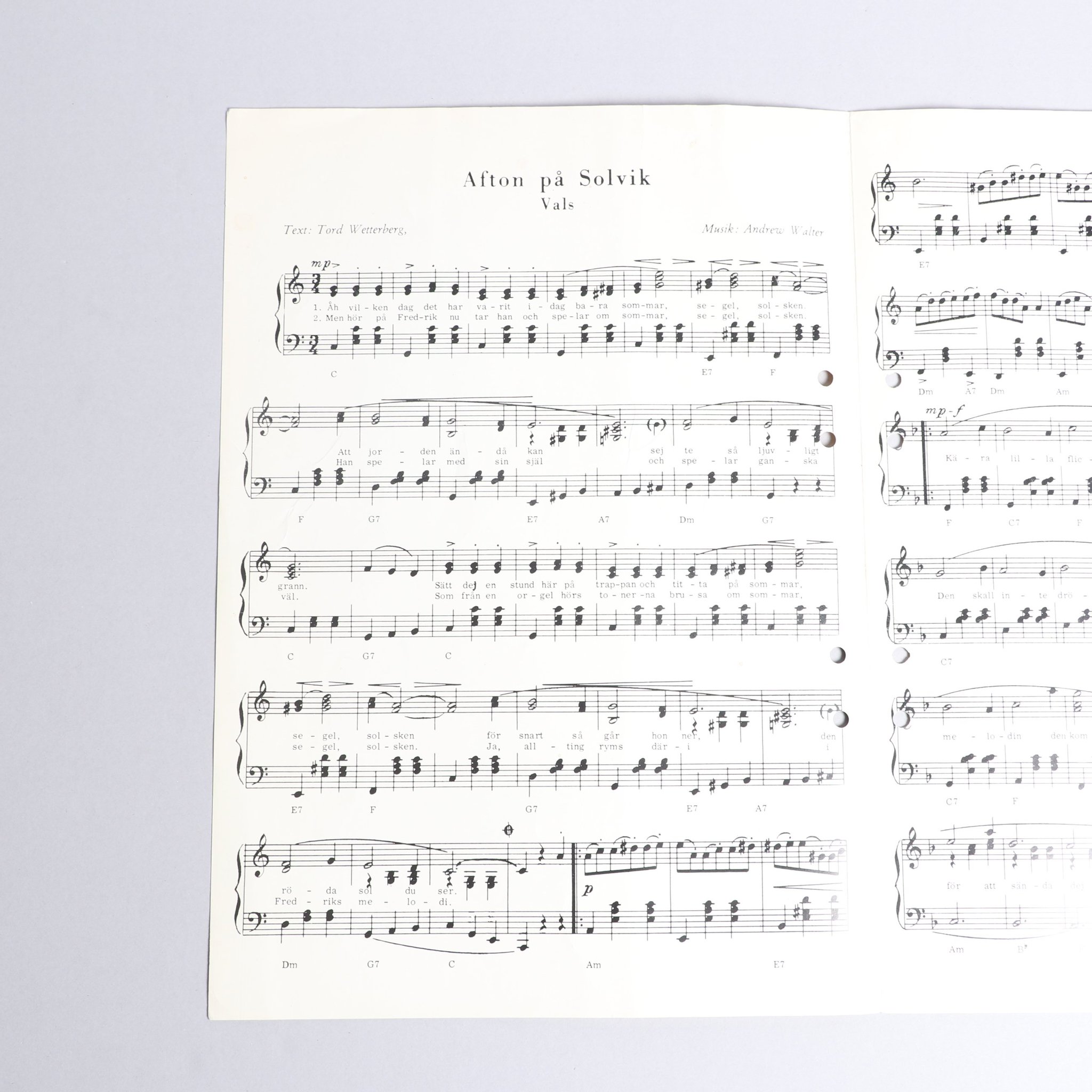 Afton på Solvik / Andrew Walter noter för piano.. | Köp på Tradera ...