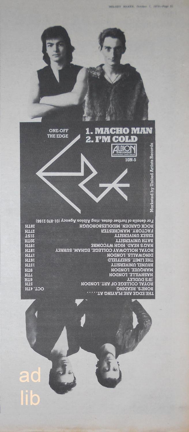 THE EDGE (NEW WAVE PUNK) - MACHO MAN, I'M COLD,.. | Köp på Tradera ...
