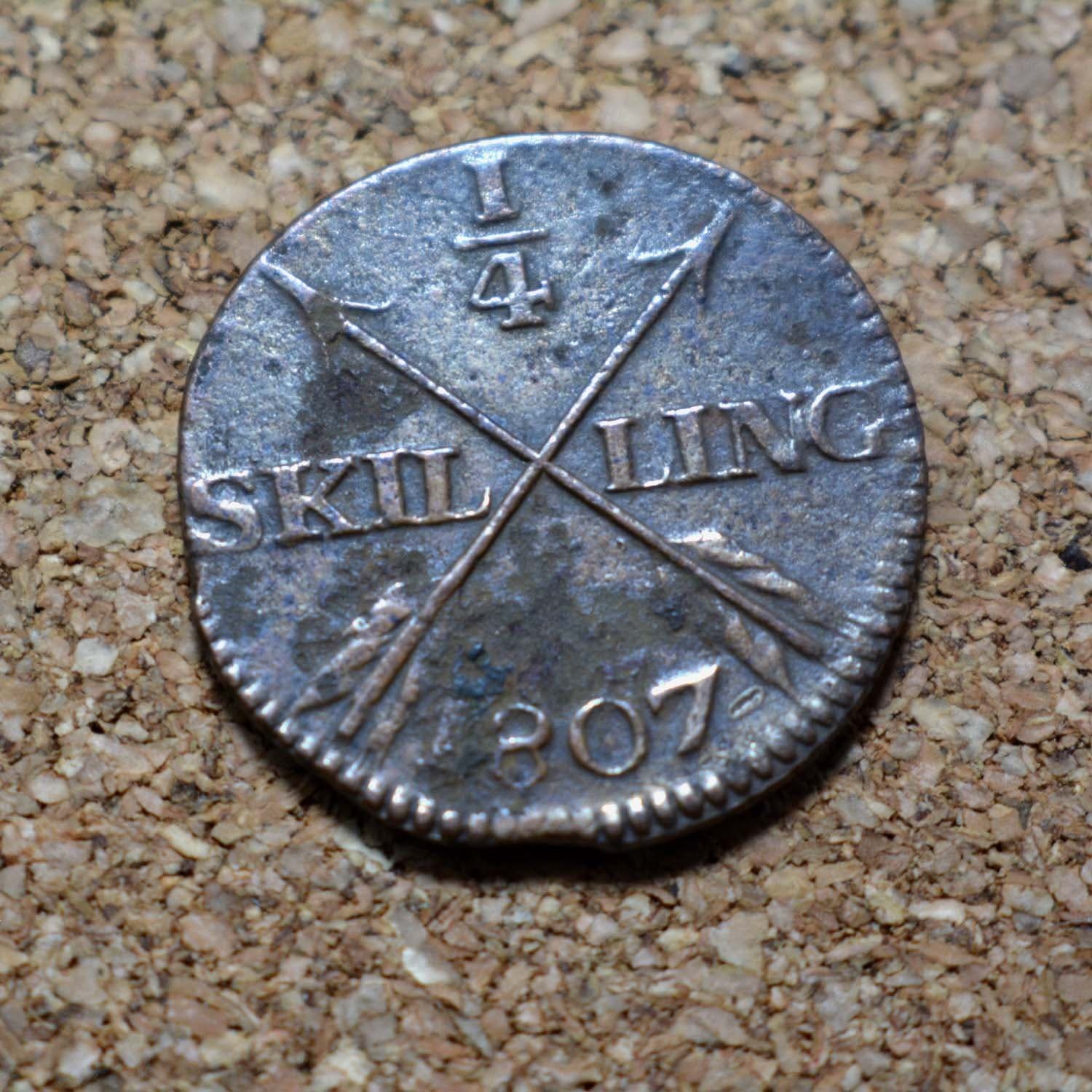 Sverige 1807 Mynt 1/4 skilling GIV Kv.8 | Köp på Tradera (459326668)
