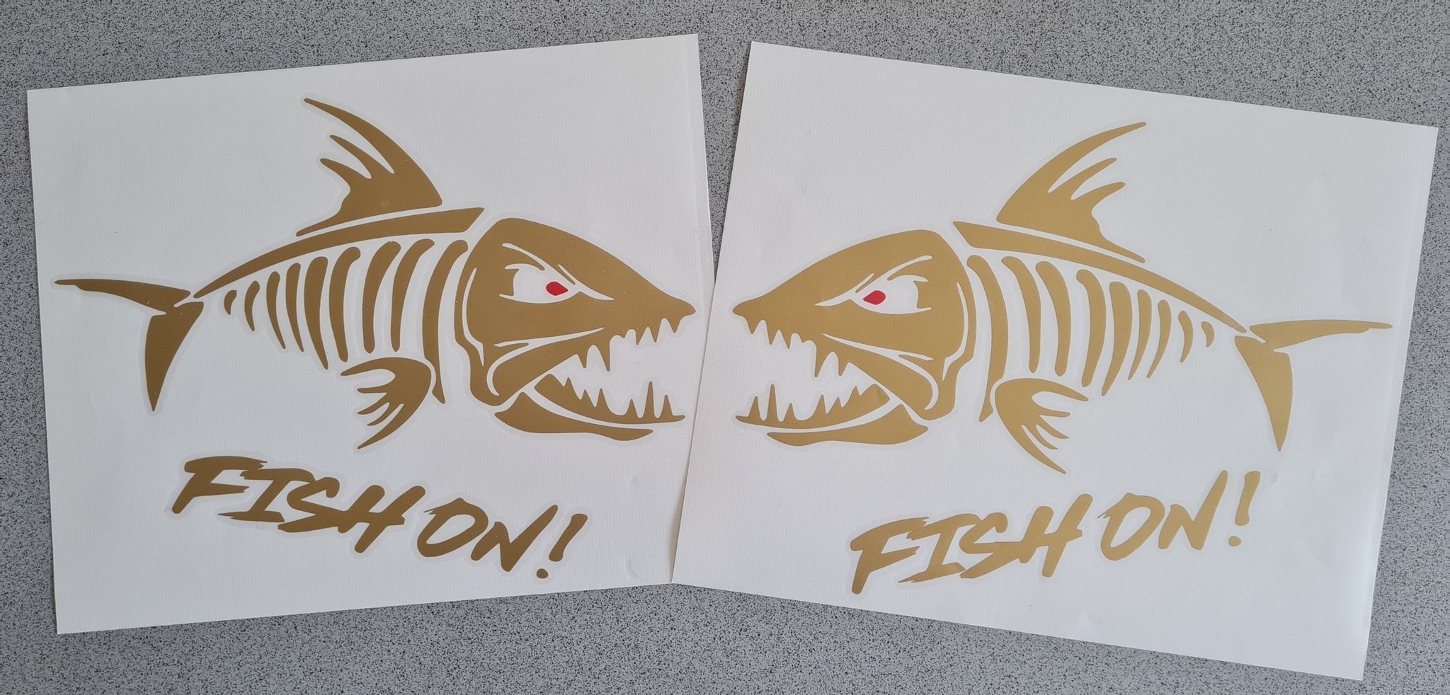 2st vinyldekaler Fish Bone guldfärgad med text .. | Köp på Tradera ...