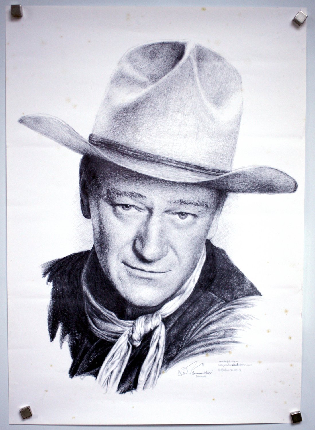John Wayne print-Jonathan Wood drawing UK-brown.. | Köp på Tradera ...