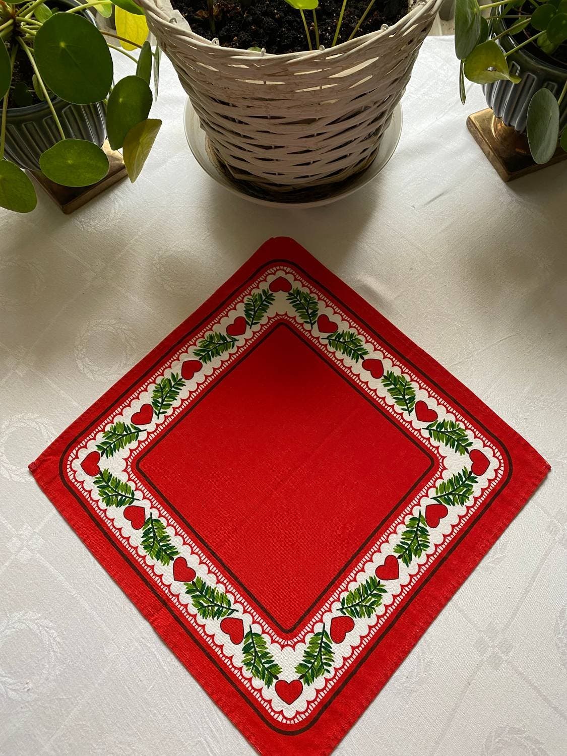 Retro röd julduk duk bordsduk jul | Köp på Tradera (609608107)
