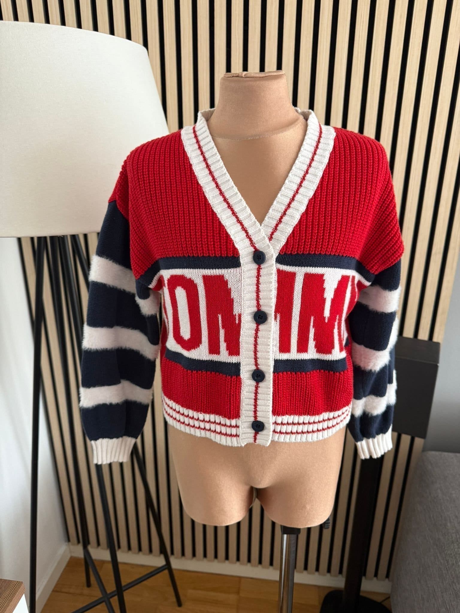 Tommy Hilfiger röd, vit, marinblå kofta, cardig.. | Köp på Tradera ...