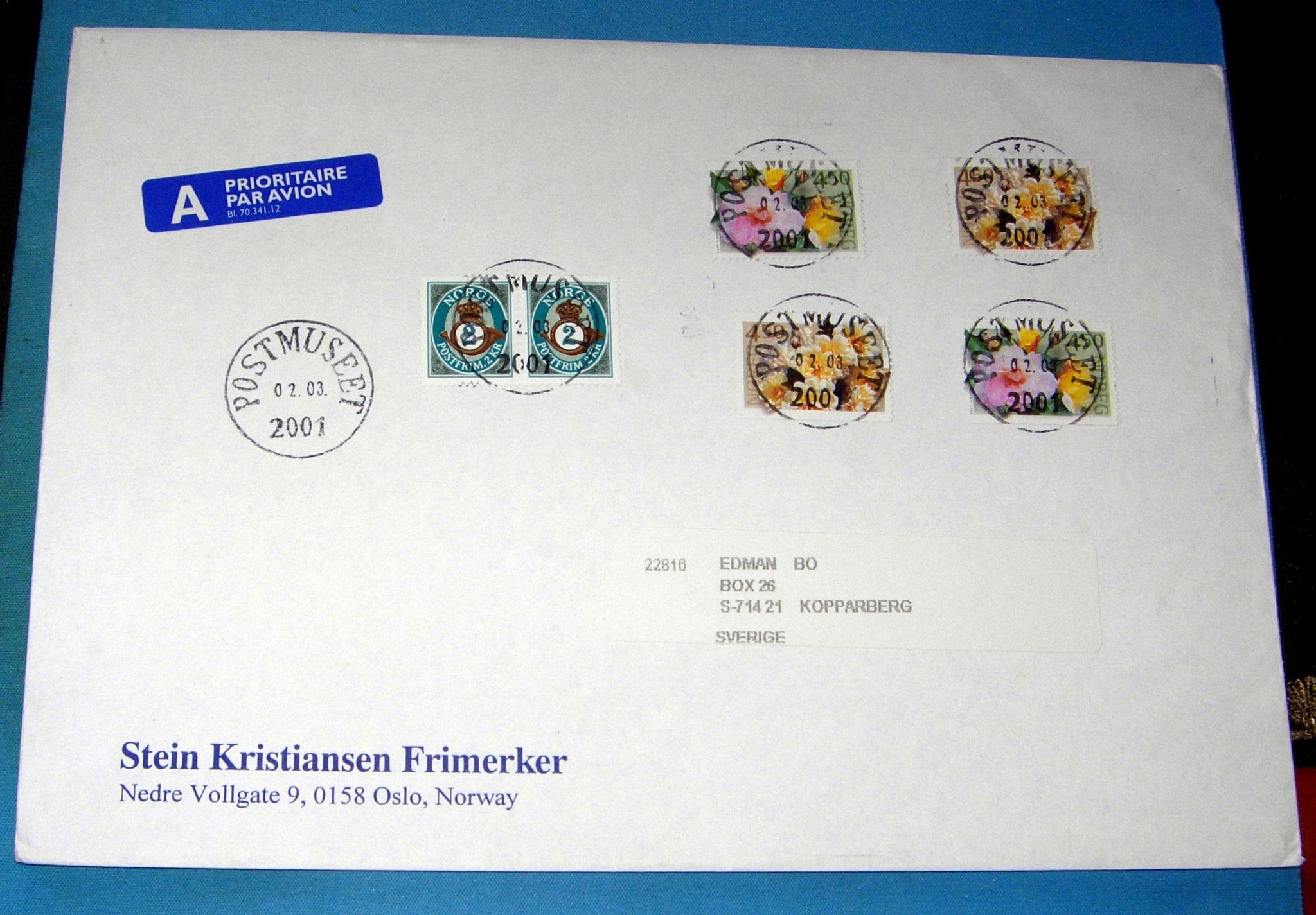 NORGE BREV TILL SVERIGE 2/3 2001 POSTMUSEET | Köp på Tradera (561701007)