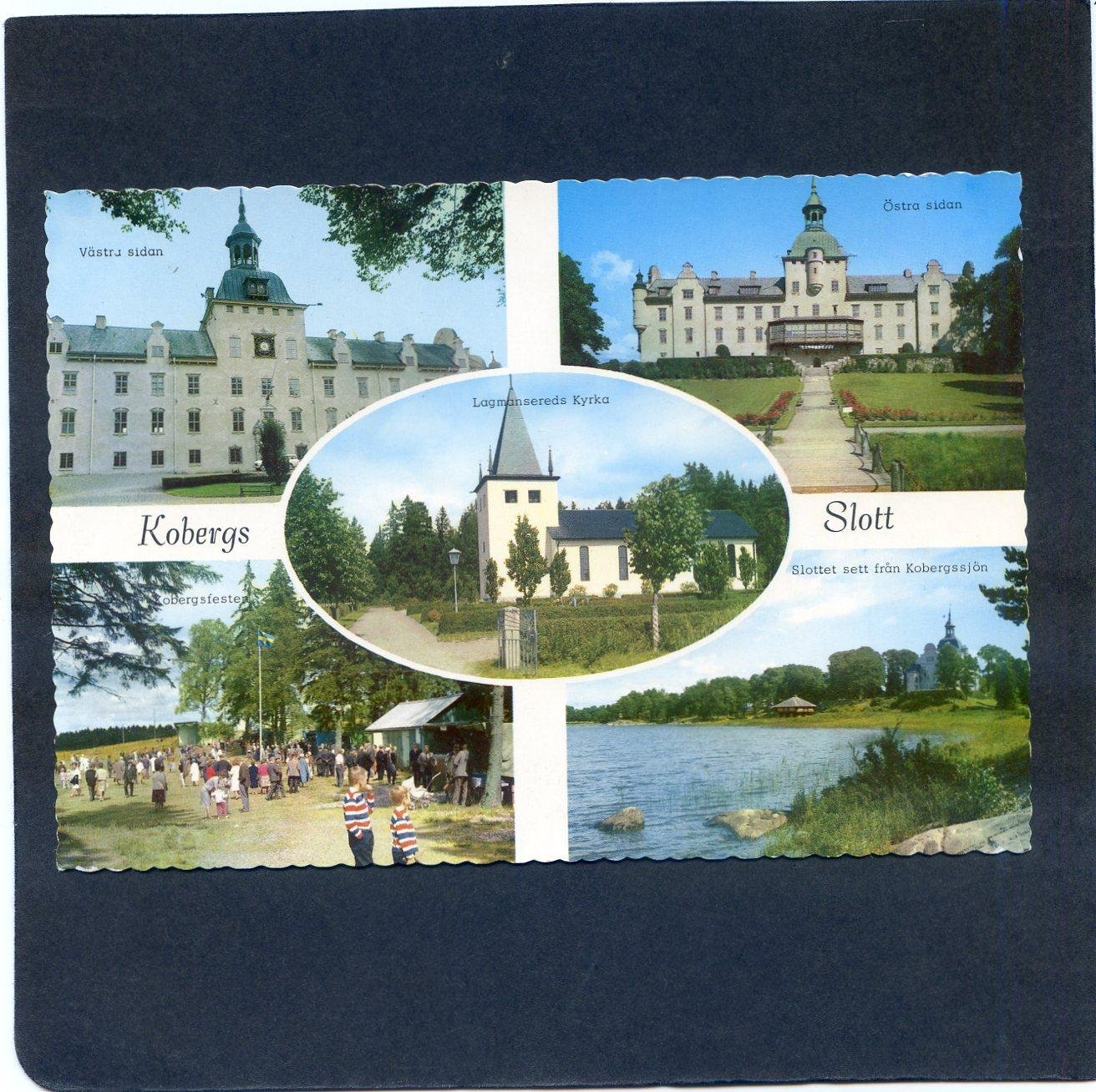 Kobergs slott 5bilderskort från 1960-70tal