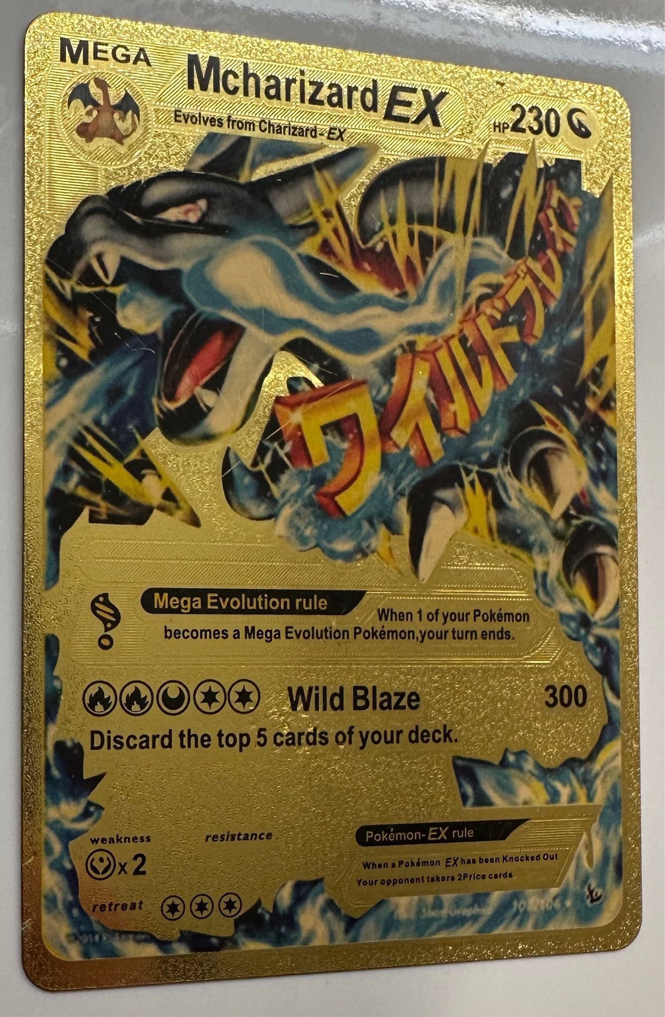 Mega M CHARIZARD EX , Gold Foil Pokemon Card | Köp på Tradera (619332341)
