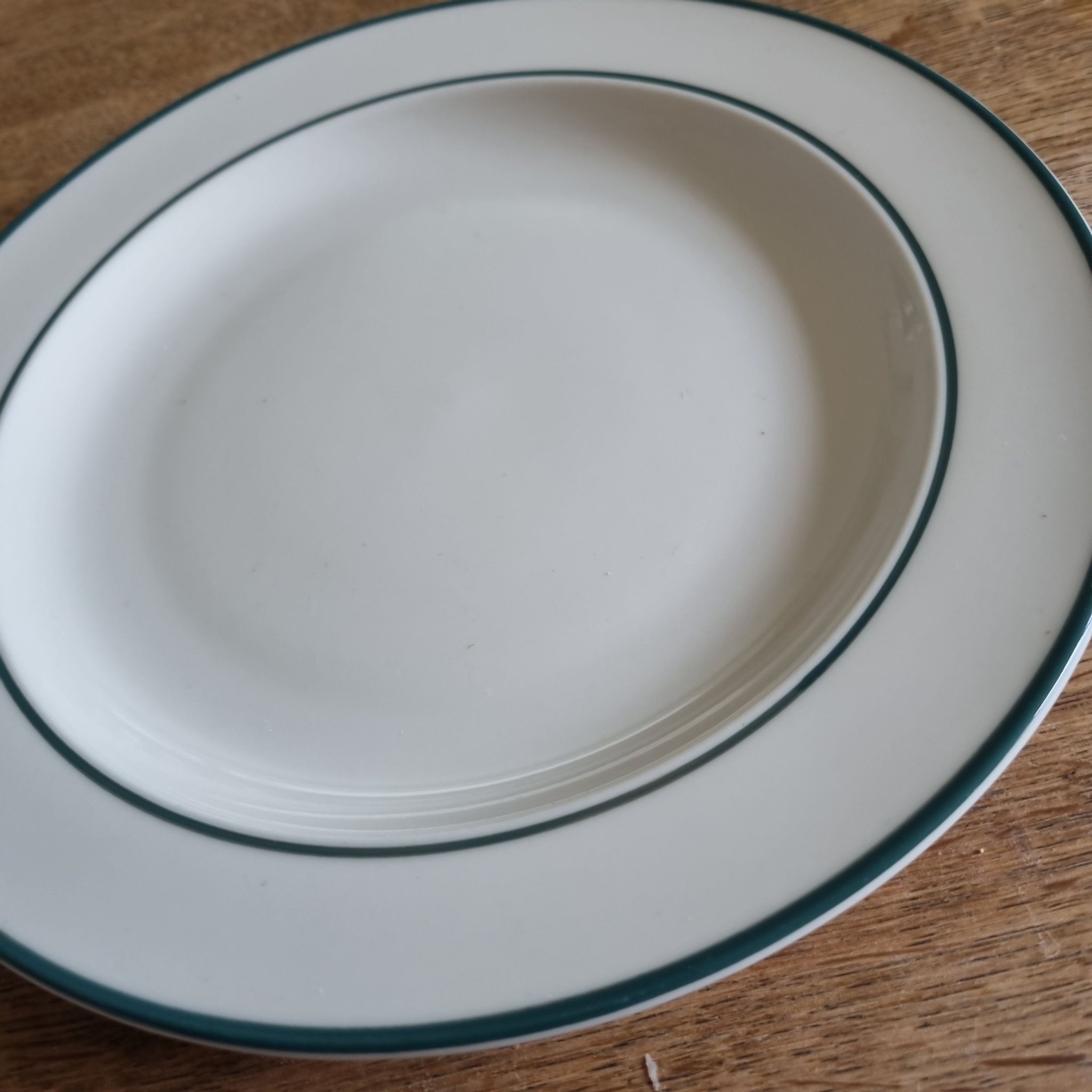 Fin enkel elegant assiett med grön rand | Köp på Tradera (711763914)