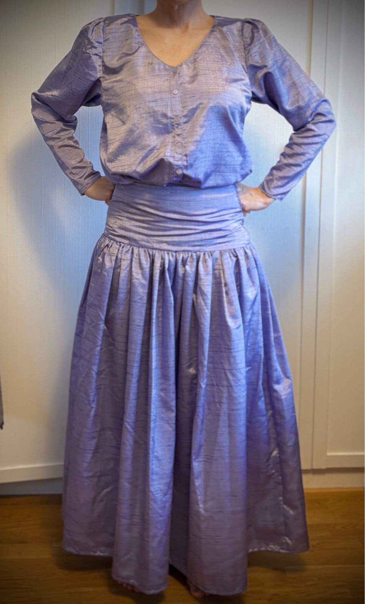 Vintage lila 80-tals 2 delad klänning (blus & l.. | Köp på Tradera ...