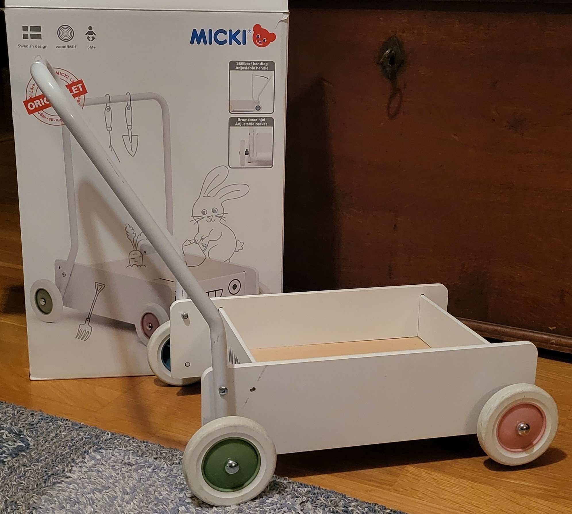 Micki Lära-gå-vagn, ställbart handtag, bromsbar.. | Köp på Tradera ...