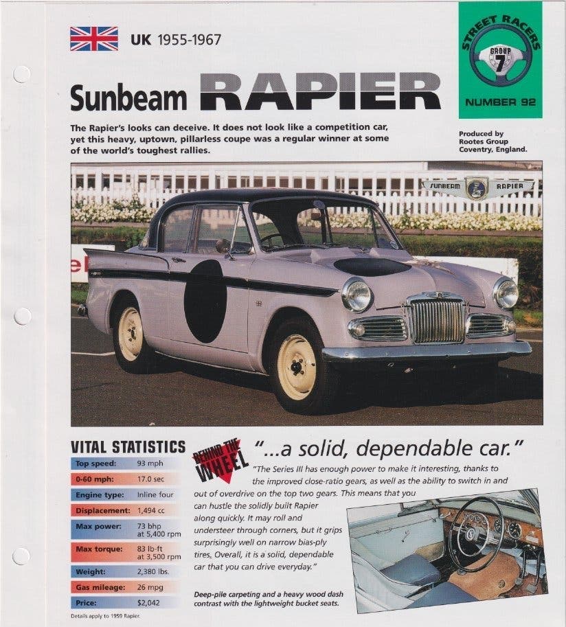 1959 Sunbeam Rapier Hot Car Folder | Köp på Tradera (694219145)