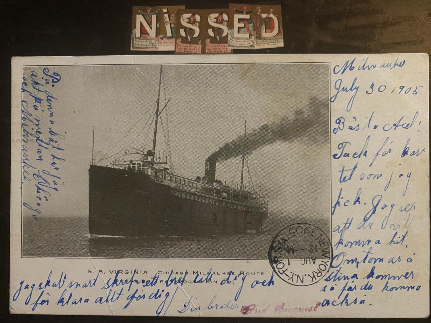 Emigrantvykort SS Virginia skic.. | Köp från nissed2018 på Tradera ...