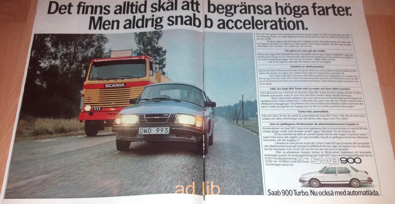 SAAB 900 TURBO REKLAM STOR TIDNINGSANNONS 1980 | Köp på Tradera (609956380)